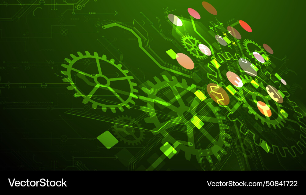 Gear wheel technology pattern on gradient Vector Image
