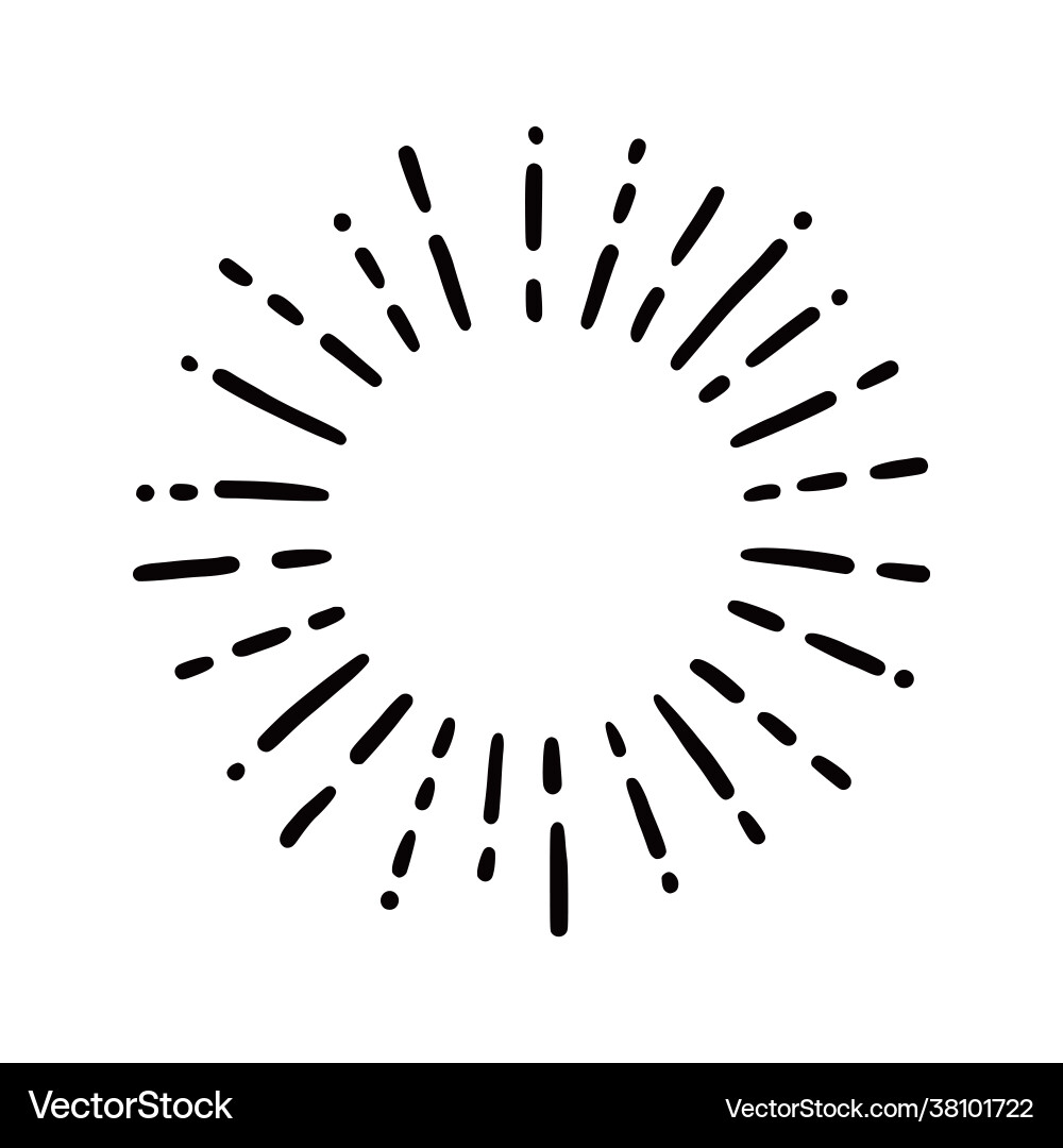 Hand drawn sunburst shine ray doodle Royalty Free Vector
