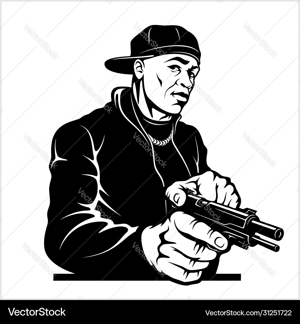 Man with gun ghetto warriors Royalty Free Vector Image