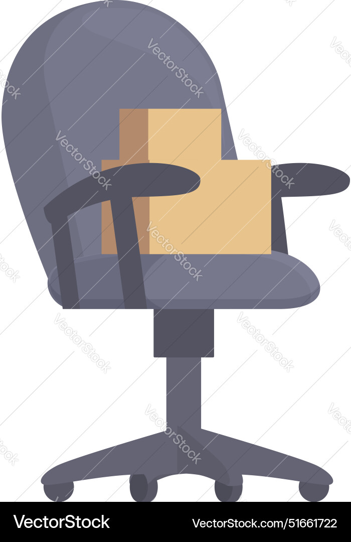 Office chair with cardboard boxes representing job