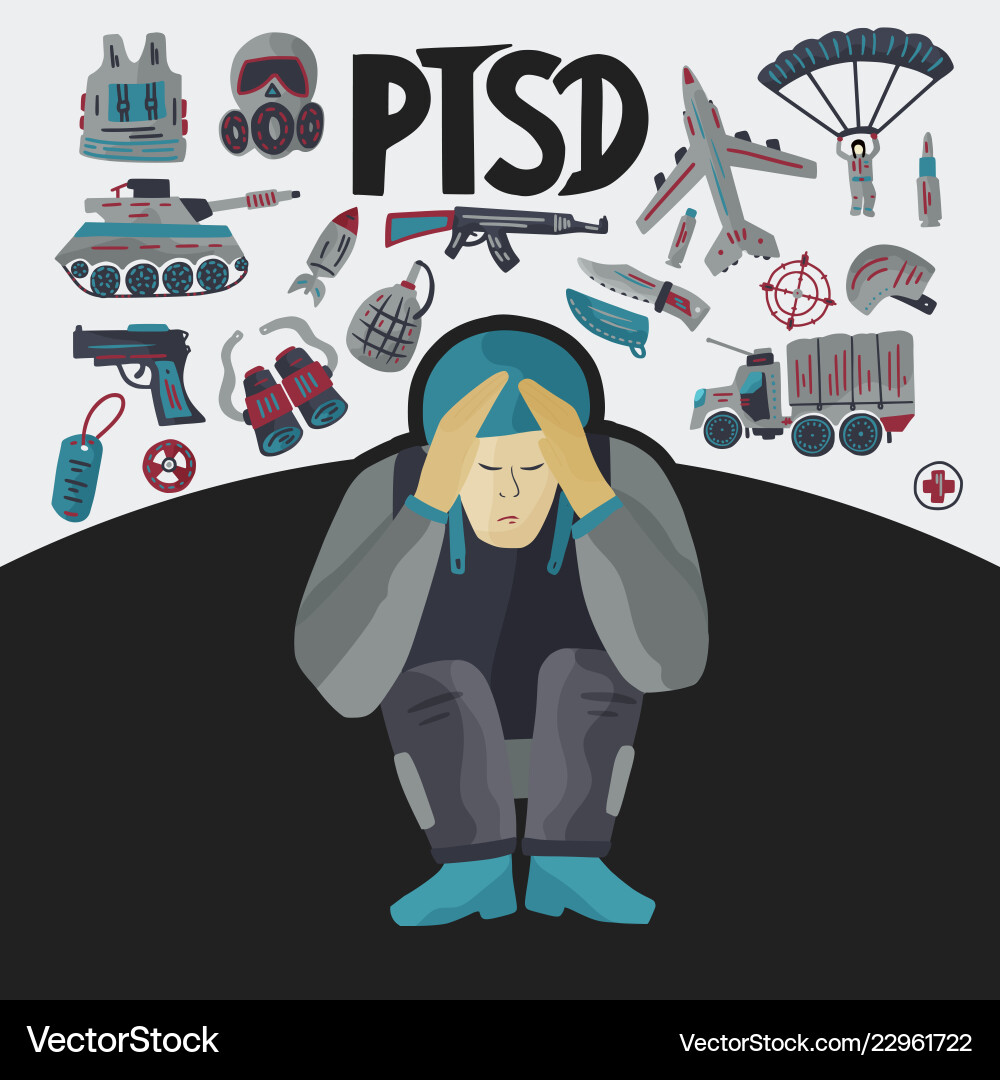 Ptsd post traumatic stress disorder Royalty Free Vector