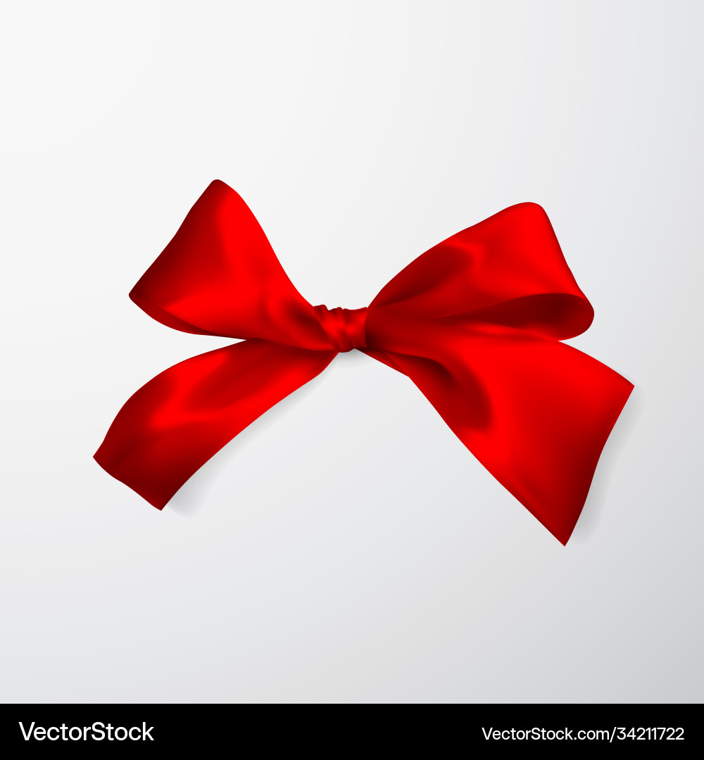 Realistic Red Bow on Gray Background Royalty Free Vector