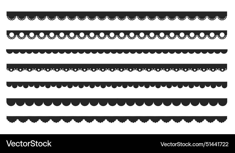 Scalloped edge border frilly stroke divider black Vector Image