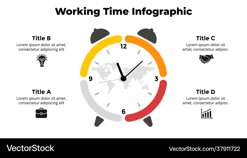 Time infographic clock circle diagram Royalty Free Vector