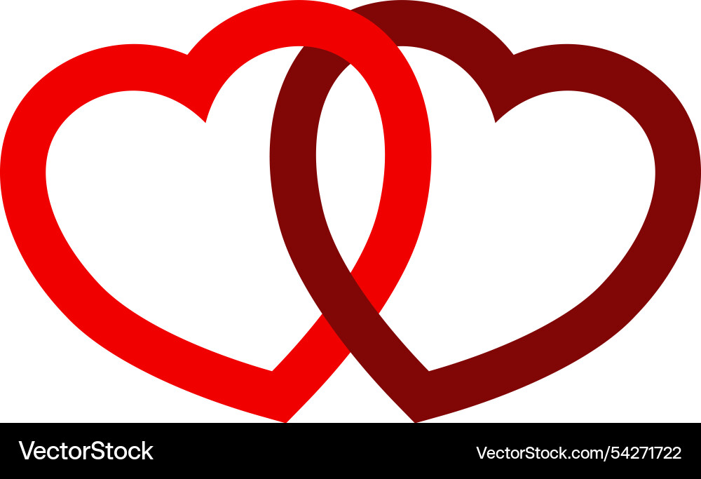 Two intertwined hearts Royalty Free Vector Image