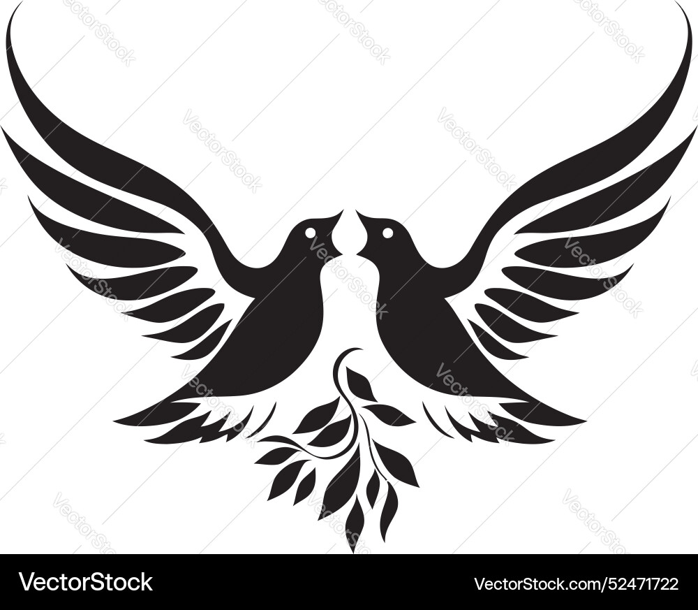 Wings of unity icon a dove pair eternal Royalty Free Vector