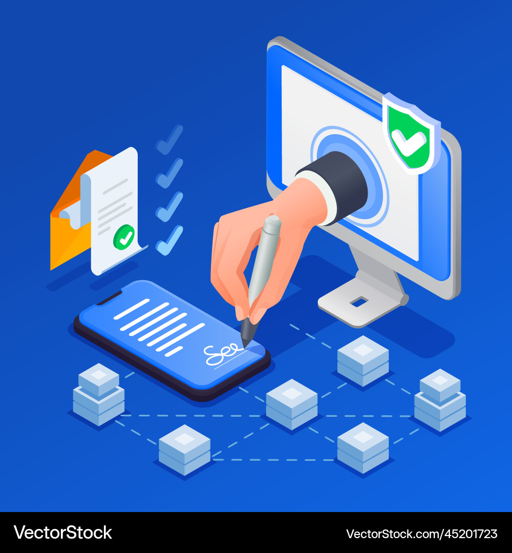 Contract agreement composition Royalty Free Vector Image