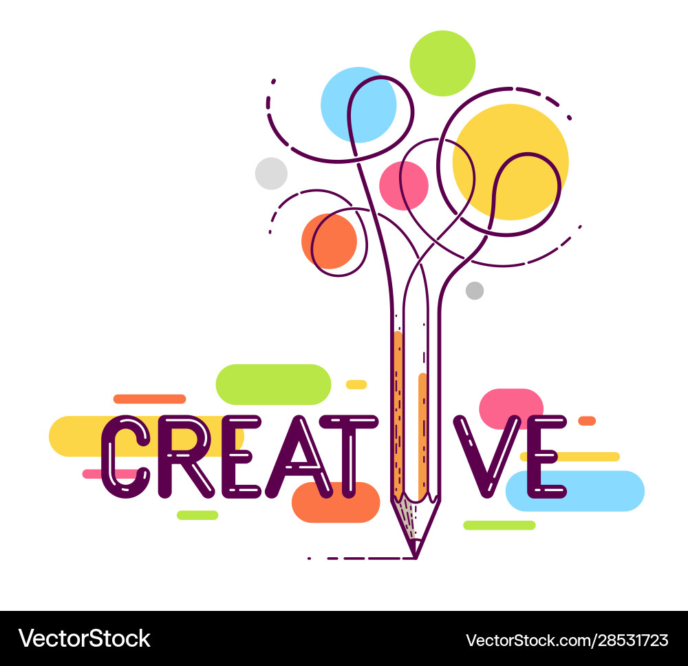 Creative word with pencil instead letter i Vector Image