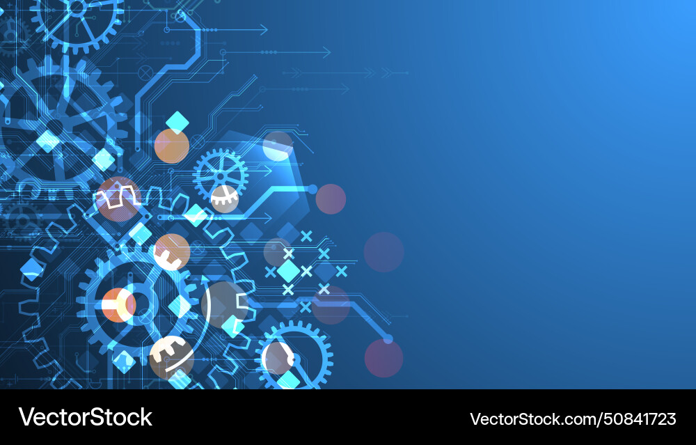 Gear wheel technology pattern on gradient Vector Image