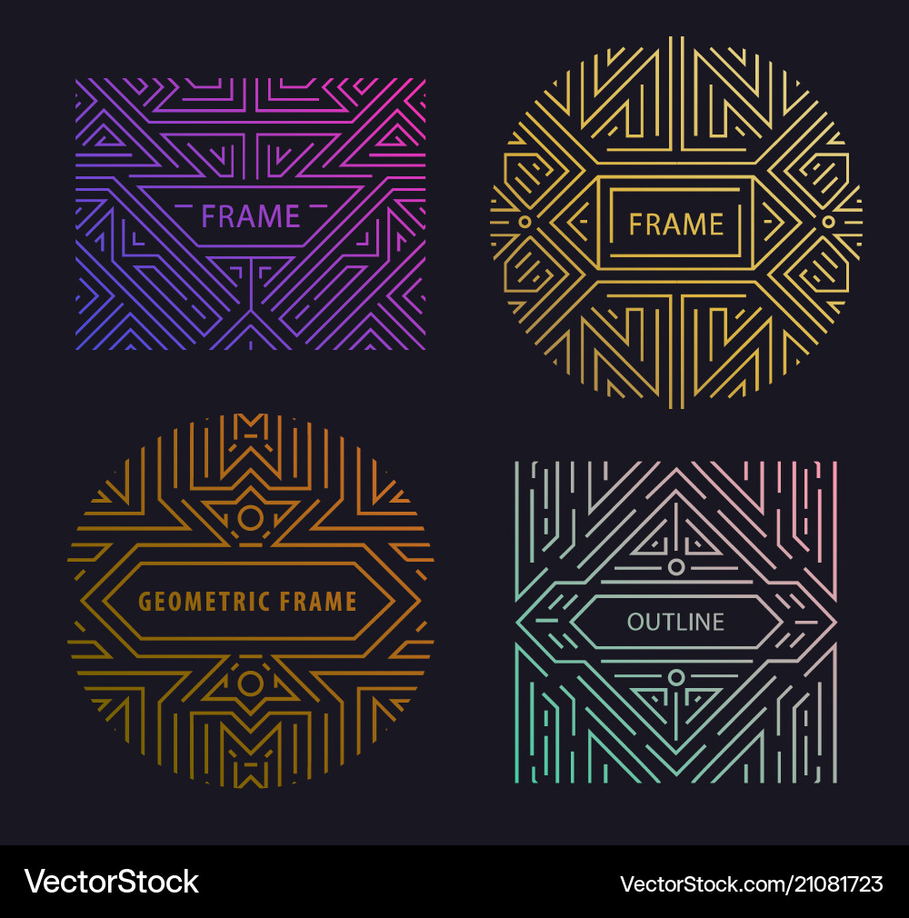 Geometric Monoline Frames Royalty Free Vector Image