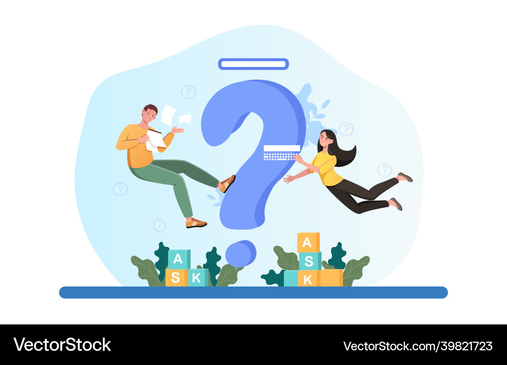 Men and women asking questions concept Royalty Free Vector