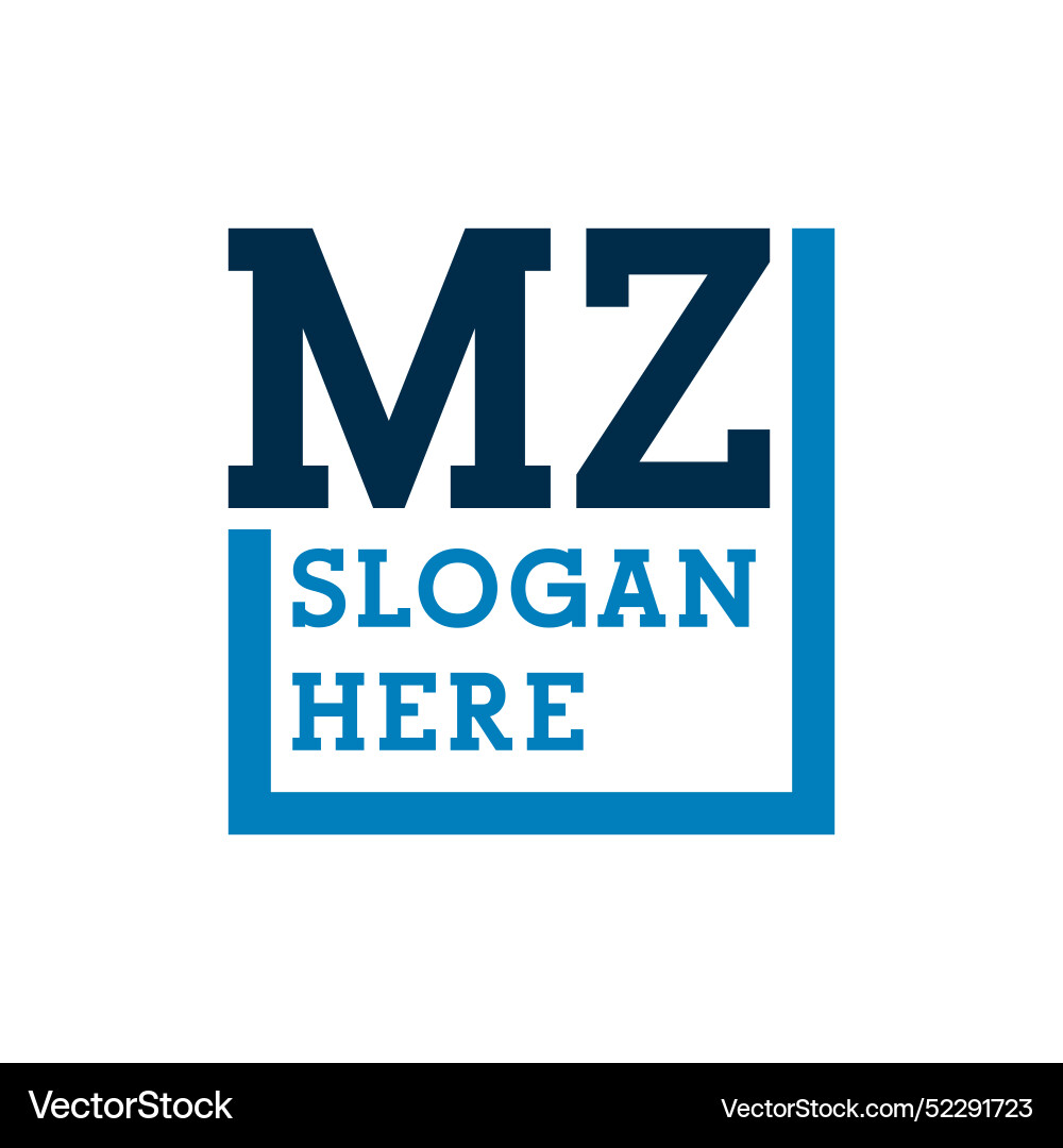 Minimal initials logo letters m and z mz initial Vector Image