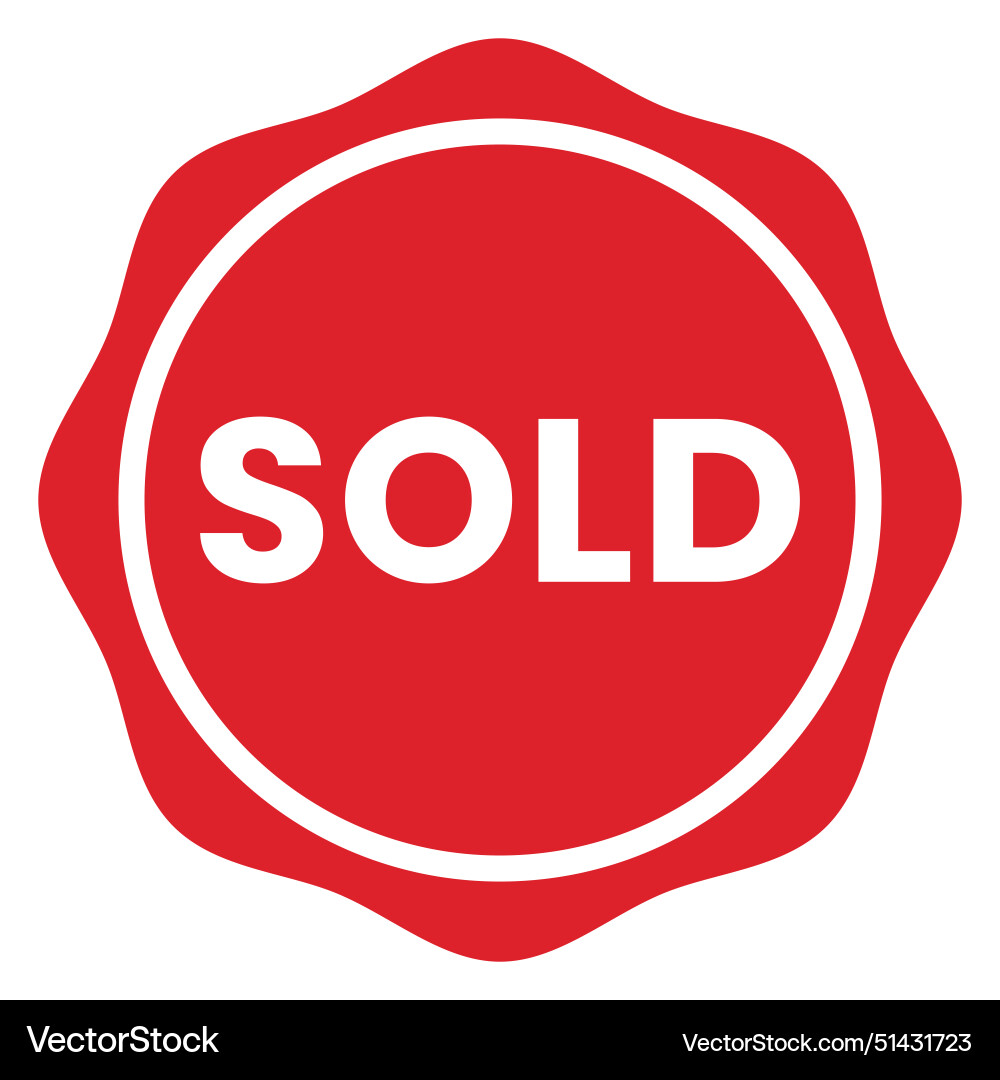 Red sold isolated rubber stamp sticker sign Vector Image