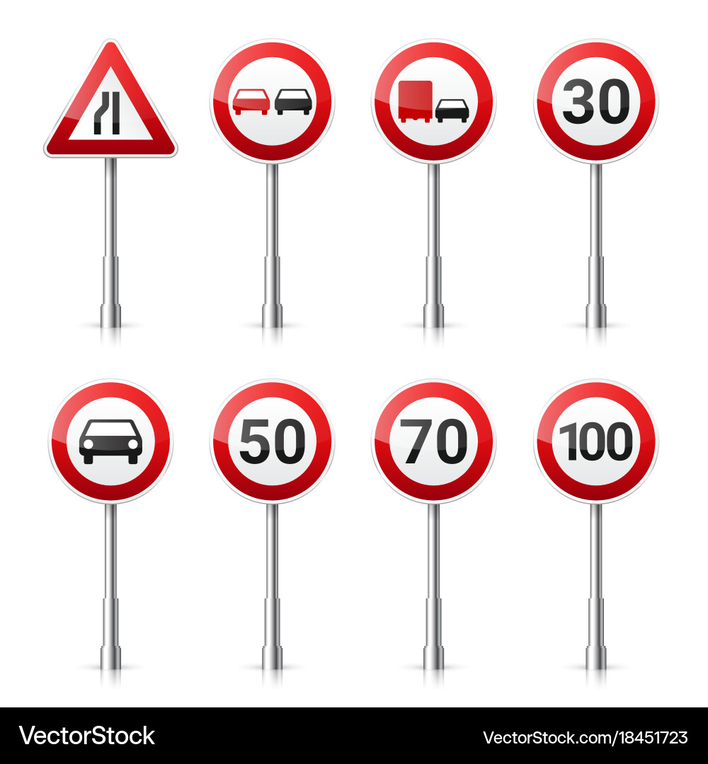 Road signs collection isolated on white background