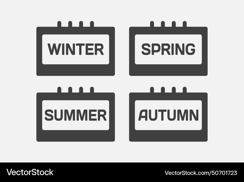 Set icons rectangle page calendar - seasons Vector Image