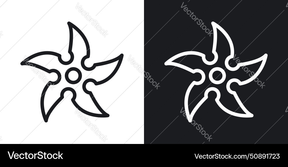 Shuriken icon set ninja star symbol stealth Vector Image