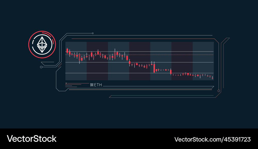 Simple infographics of falling ethereum exchange Vector Image