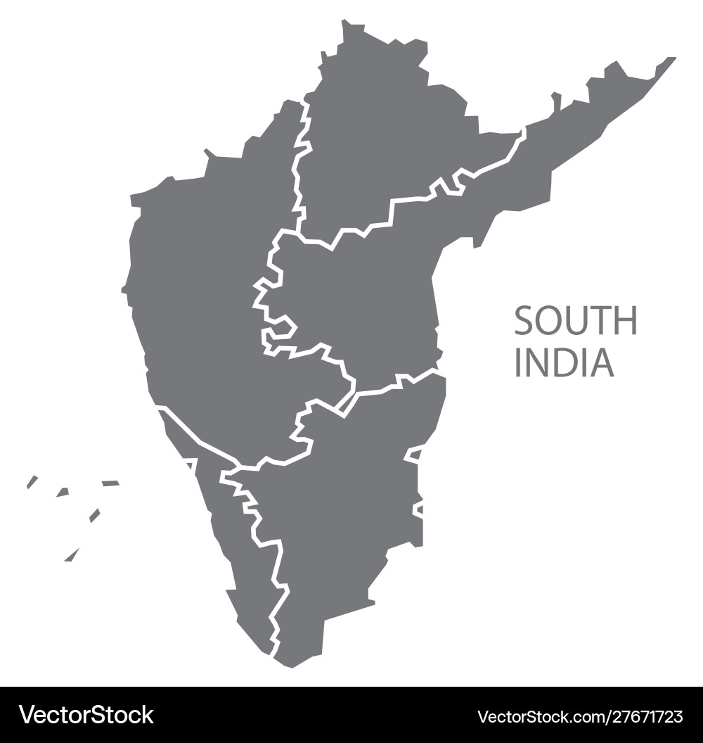South india gray region map Royalty Free Vector Image