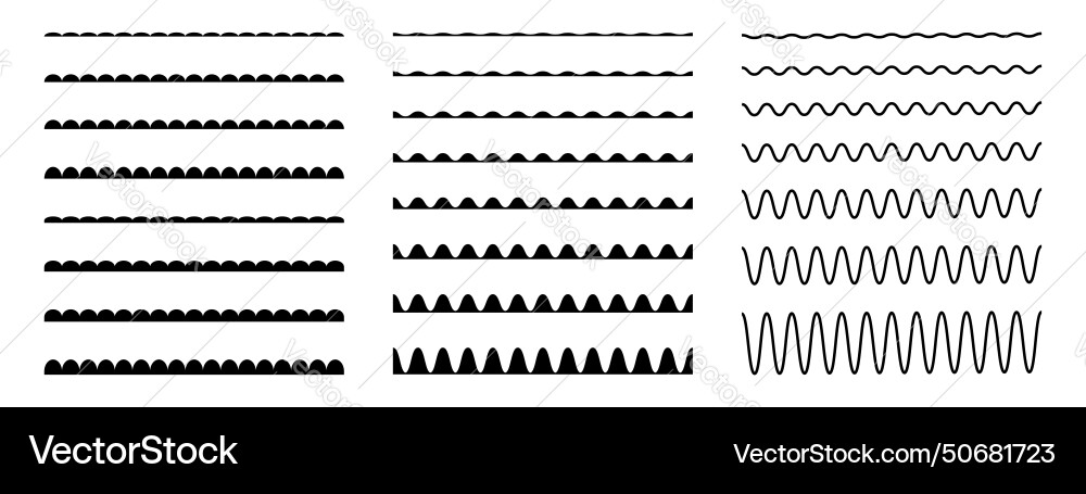 Wiggly borders scallop stripes wavy lines Vector Image
