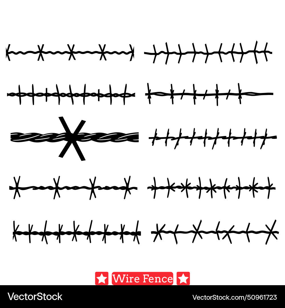 Wire fence clipart bundle ready to use silhouette Vector Image