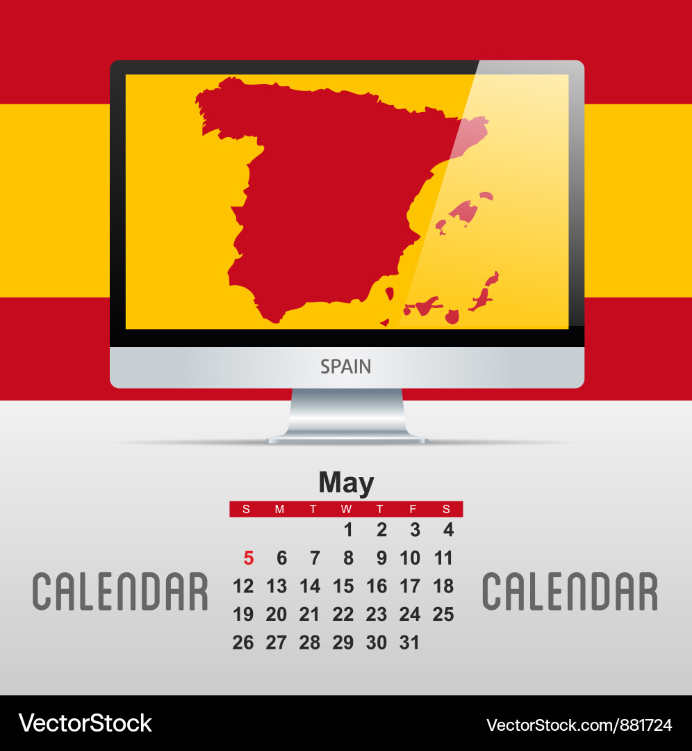 Calendar with map of countries Royalty Free Vector Image