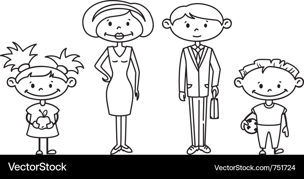 Cute doodle family set Royalty Free Vector Image