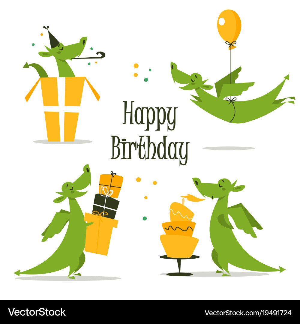 Cute dragon celebrating birthday Royalty Free Vector Image