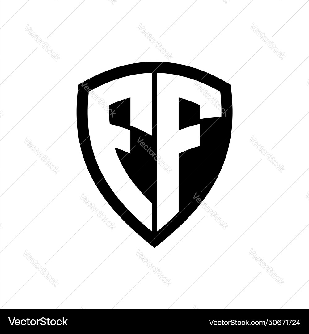 Ff monogram logo with bold letters shield shape Vector Image