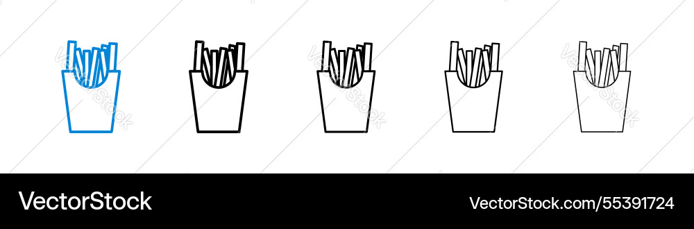 French-fries icons in five different stroke sizes Vector Image