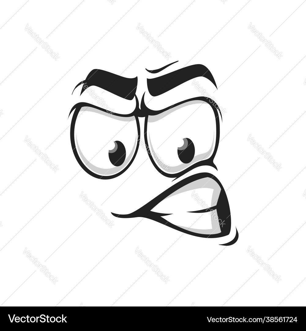 Grumpy angry wicked emoticon isolated bad emoji Vector Image