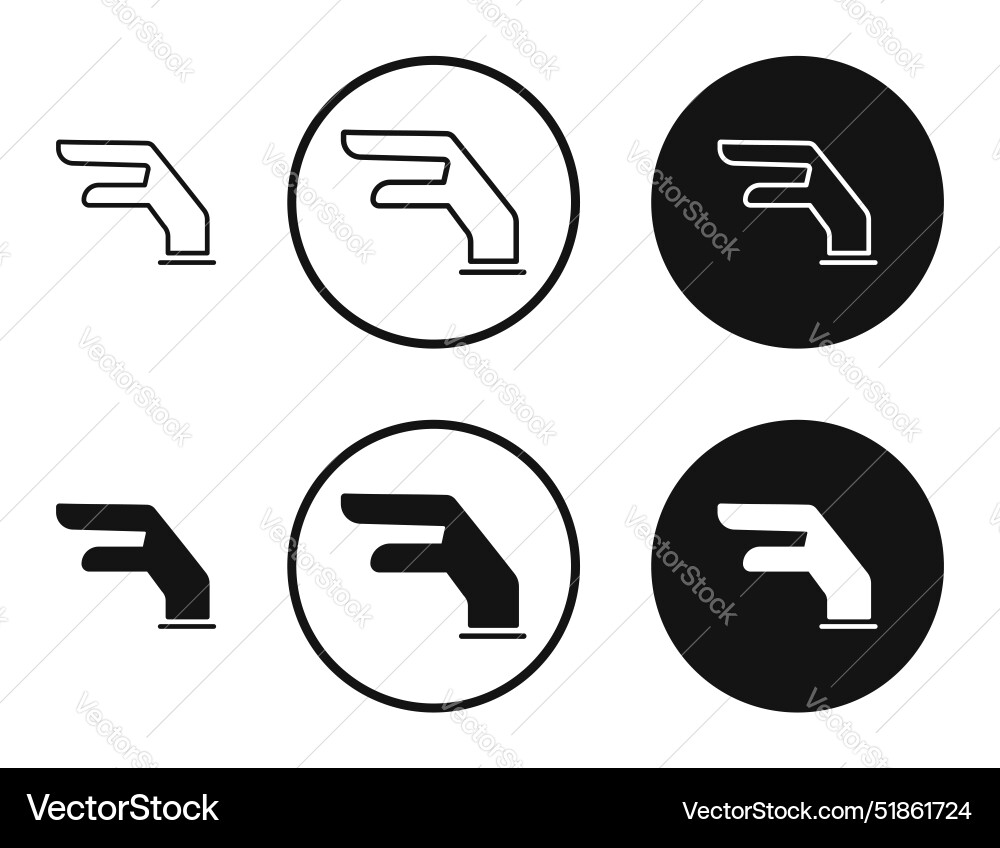 Hand lizard icon set in black and white outlines Vector Image