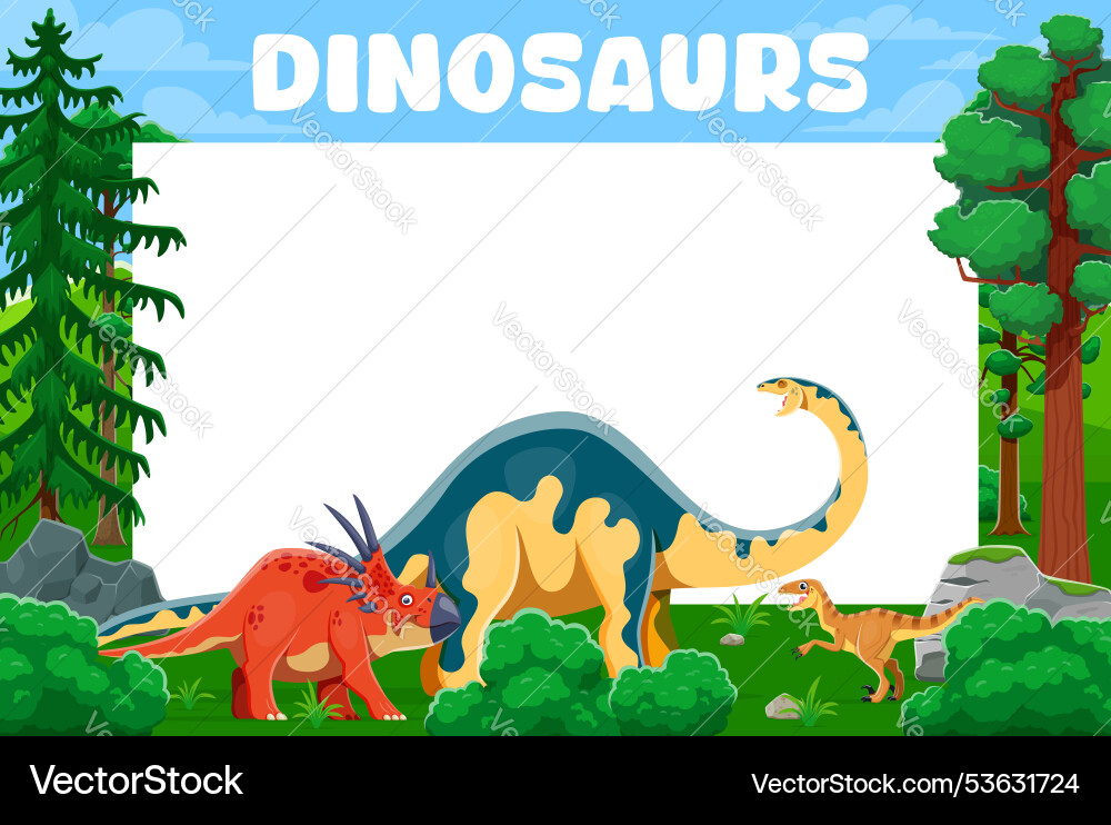 Jurassic dino banner with prehistoric dinosaurs – Royalty-Free Vector ...