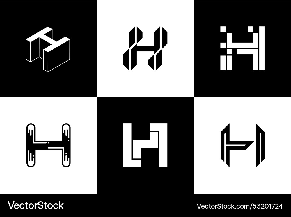 Letter h fonts and logo design Royalty Free Vector Image