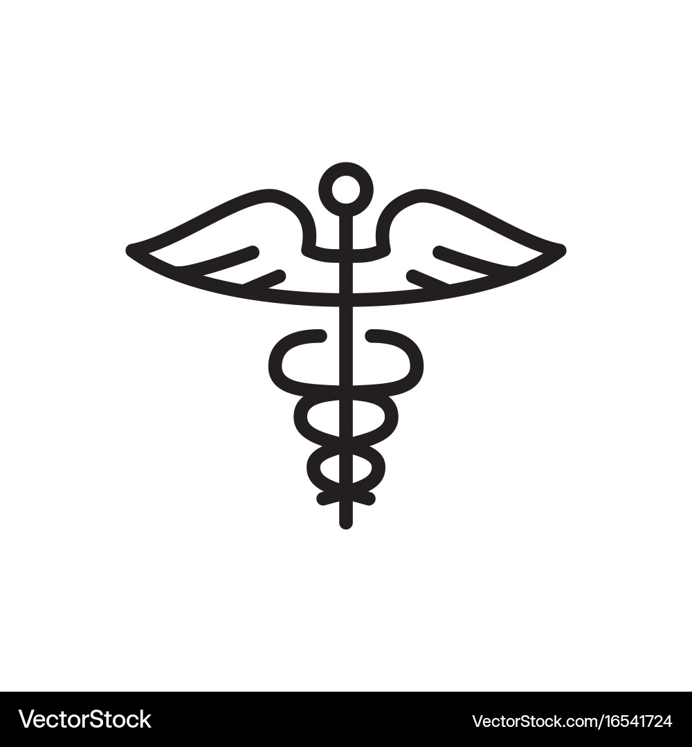 Line caduceus icon on white background Royalty Free Vector