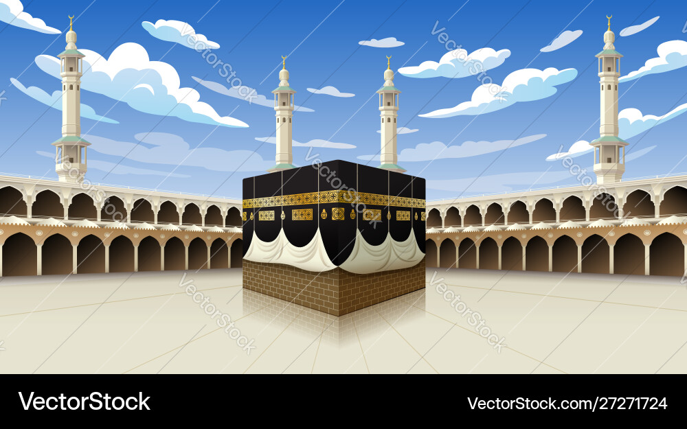 Panoramic kaaba for hajj steps in al-haram Vector Image