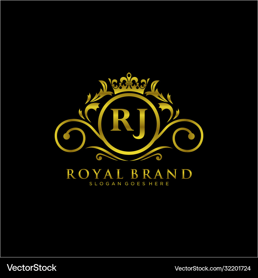 Rj letter initial luxurious brand logo template Vector Image