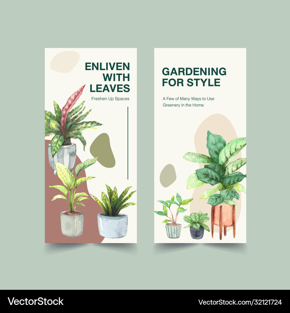 Summer plants flyer template design Royalty Free Vector