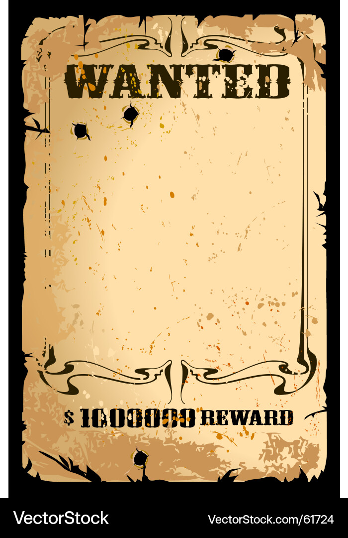 Wild West Wanted Poster Royalty Free Vector Image