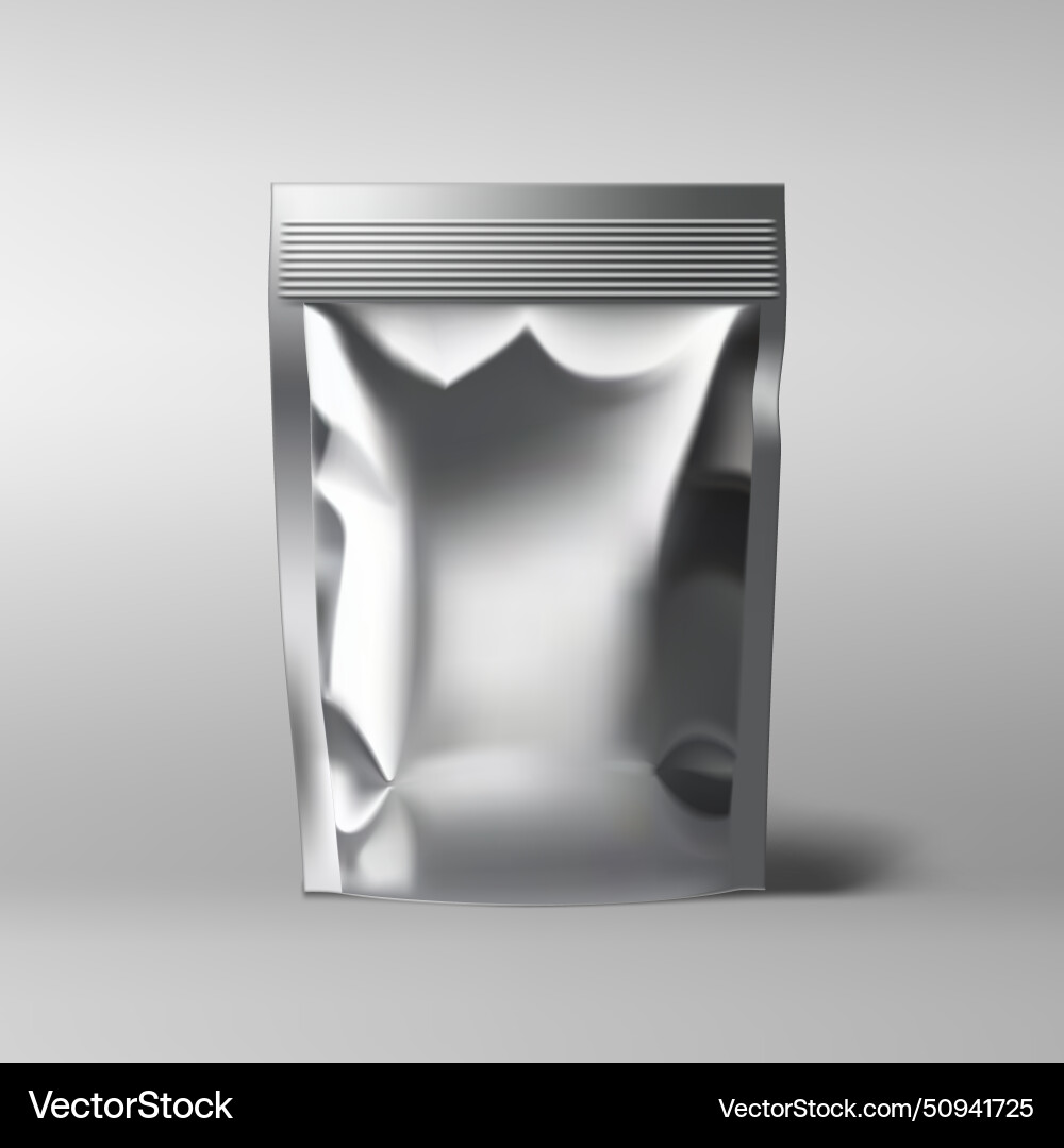 Blank snack pouch bag packaging isolated on gray Vector Image