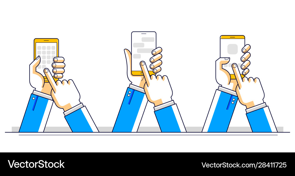 Internet communication and activity people hands Vector Image