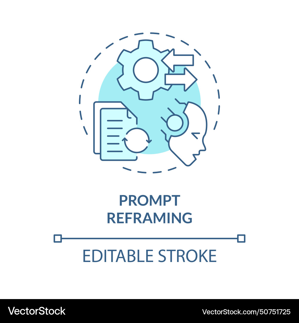 Prompt reframing soft blue concept icon Royalty Free Vector