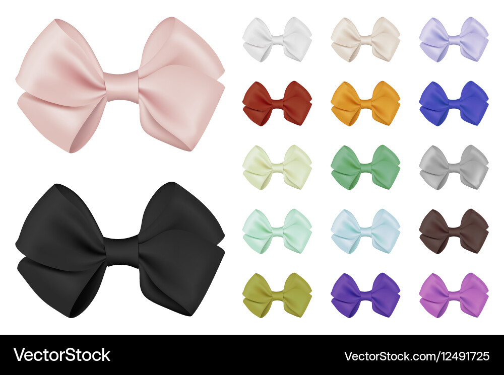 Realistic bow set template for design Royalty Free Vector