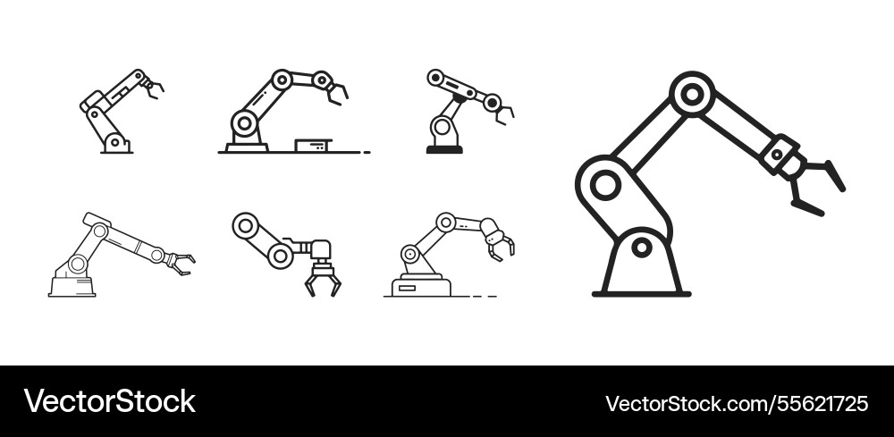 Robot arm icon with drawing is isolated Royalty Free Vector