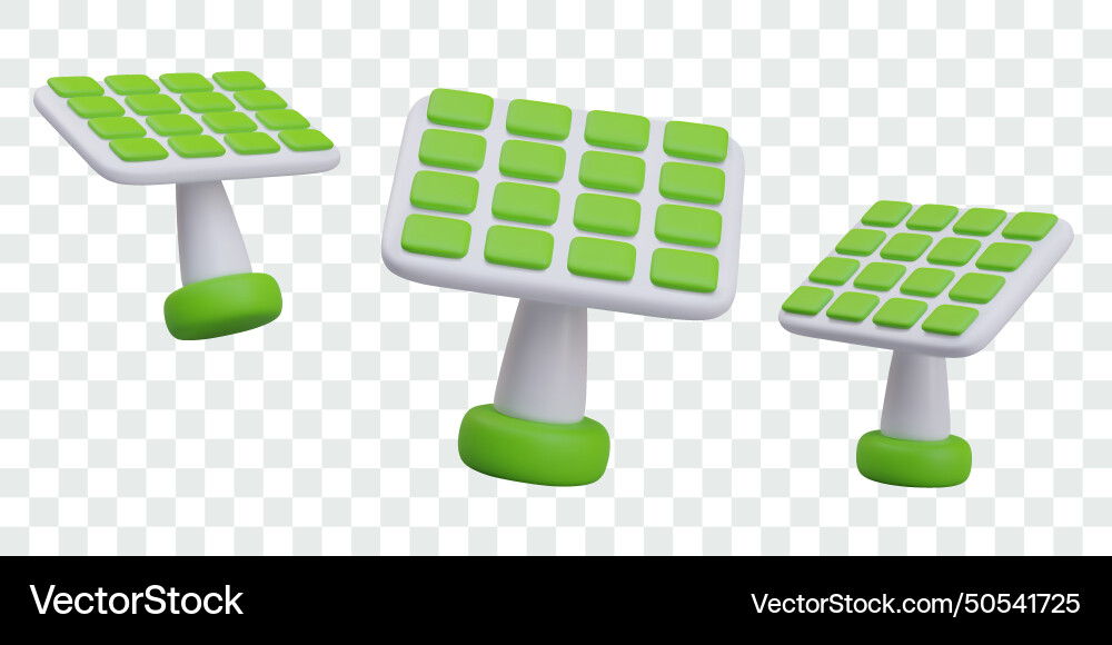 Set of realistic solar panels in different Vector Image