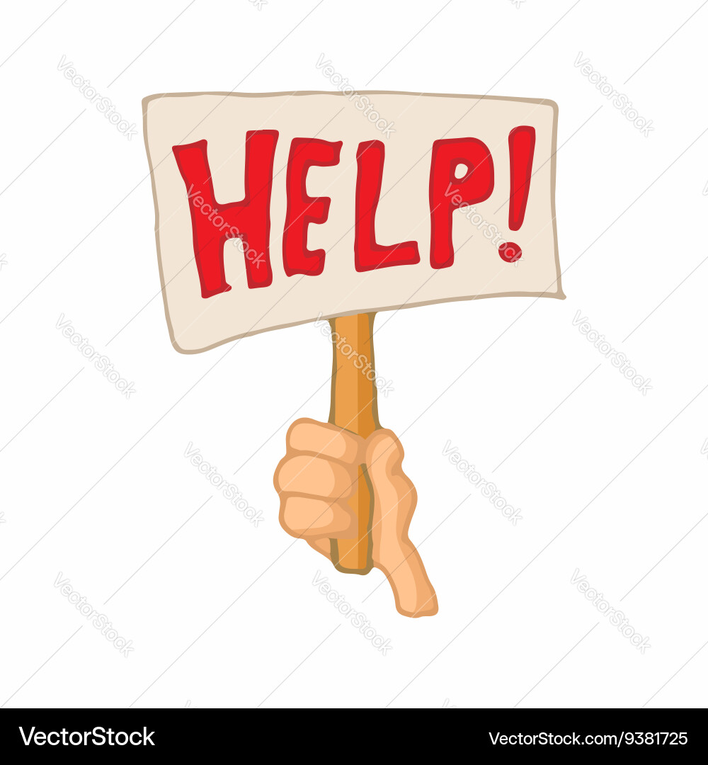 Sign with the word help in a hand icon Royalty Free Vector