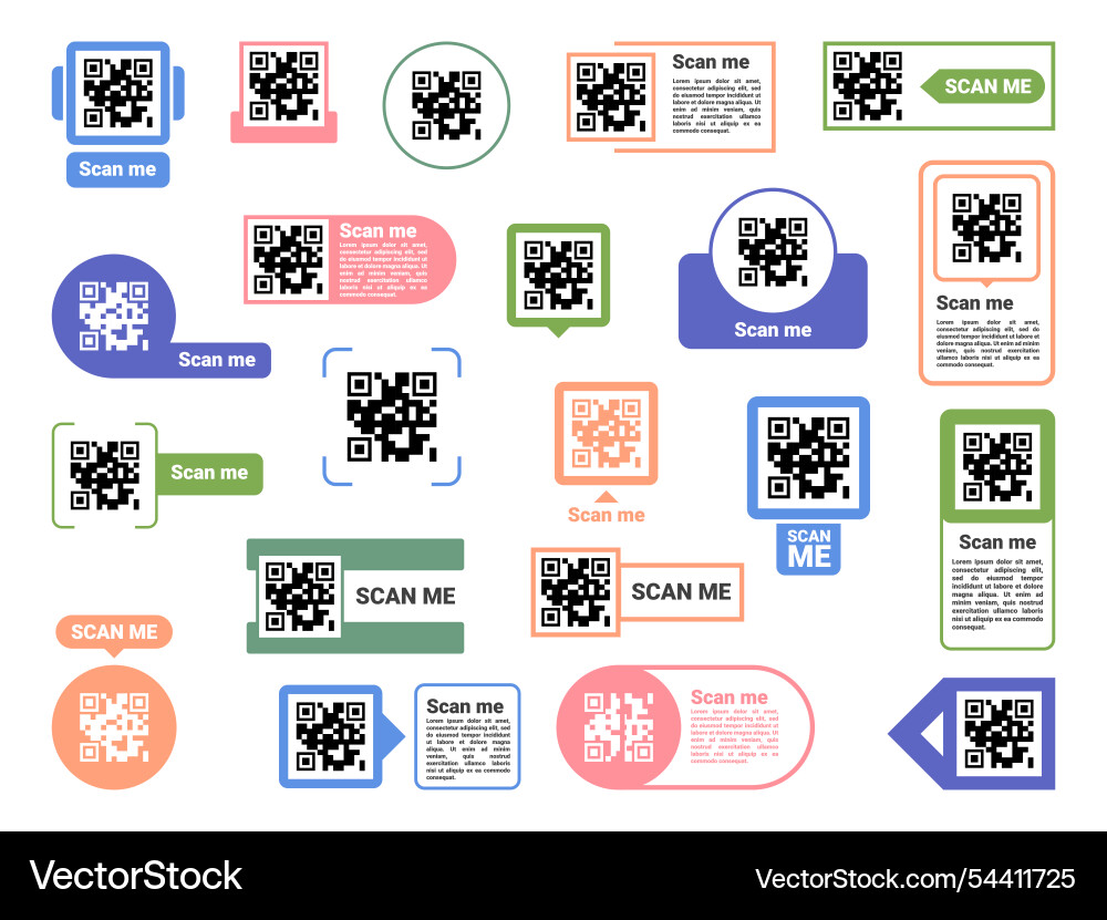 Smart qr codes stickers for ui Royalty Free Vector Image