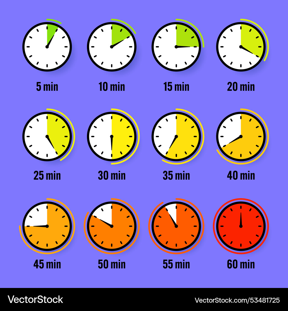 Stopwatch icons colorful simple chronometer time Vector Image
