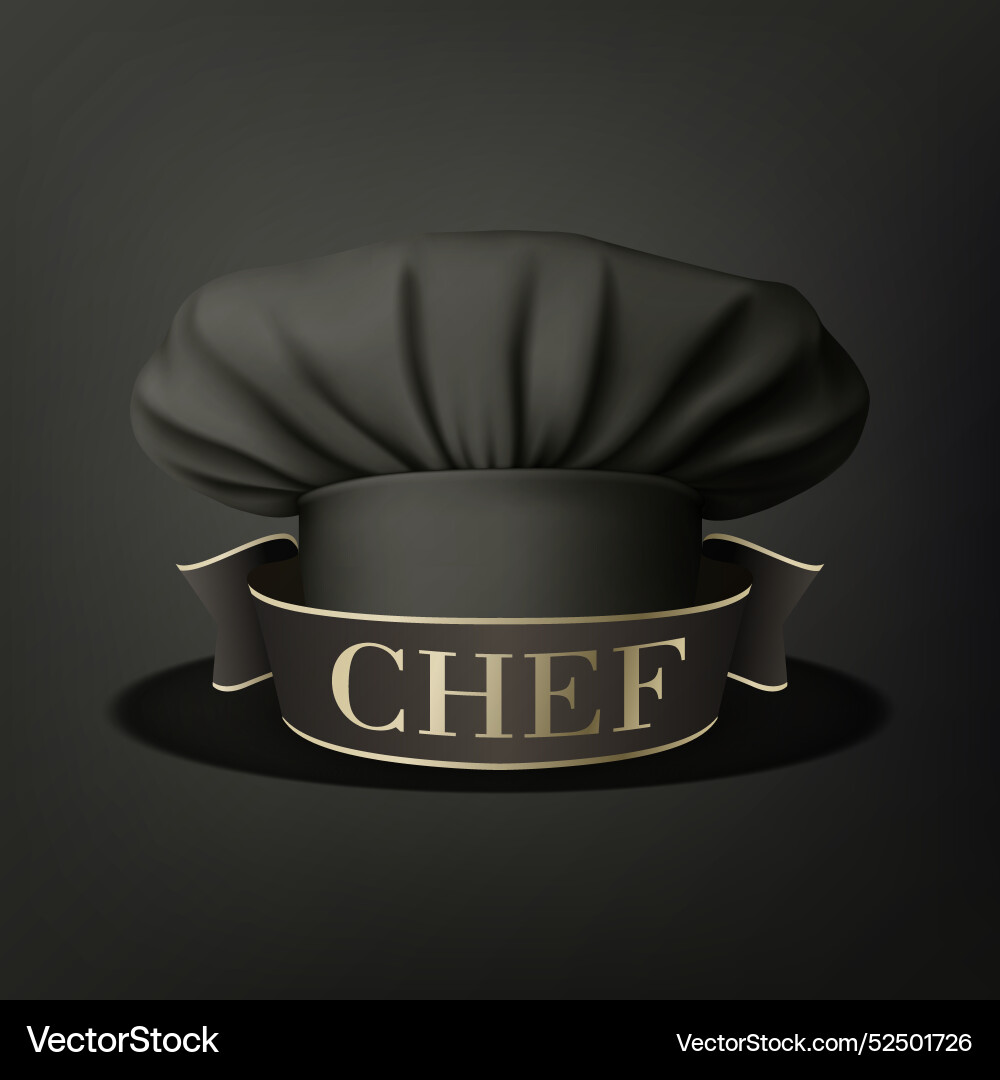 Banner with 3d realistic black chef hat toque Vector Image