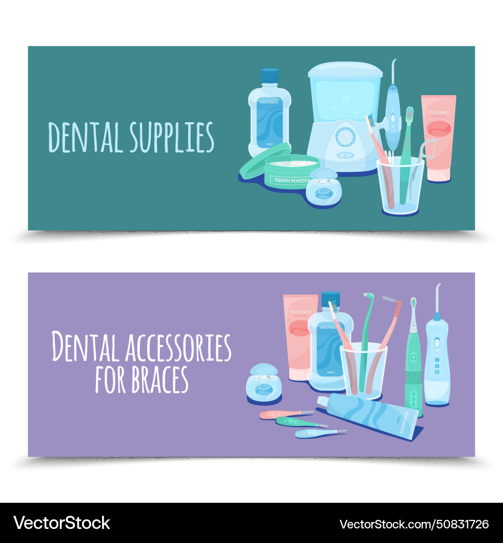Dental supplies horizontal banners Royalty Free Vector Image