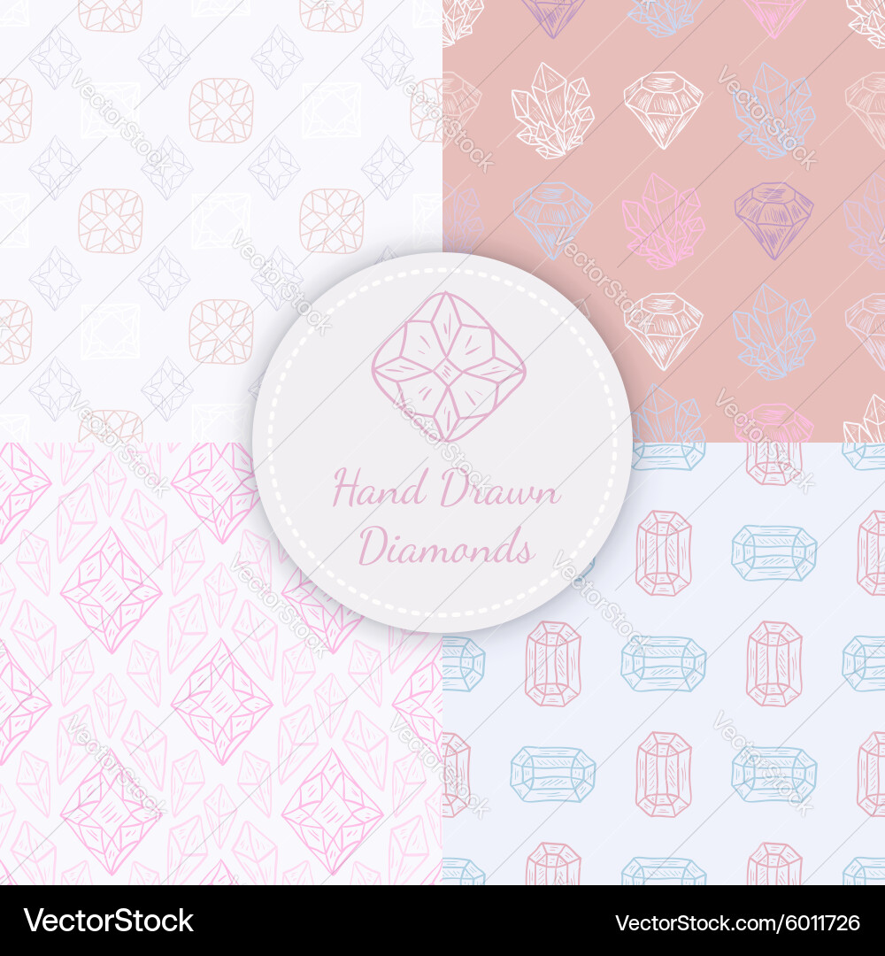 Diamond Gemstone Pattern Set Royalty Free Vector Image